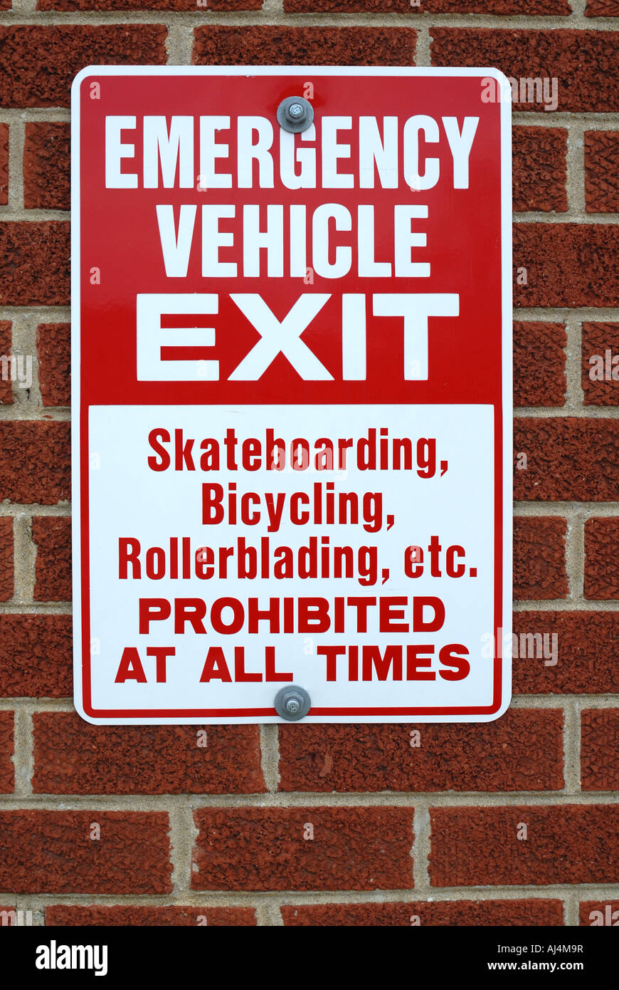 an emergency vehicle exit sign from in front of a fire station Stock ...