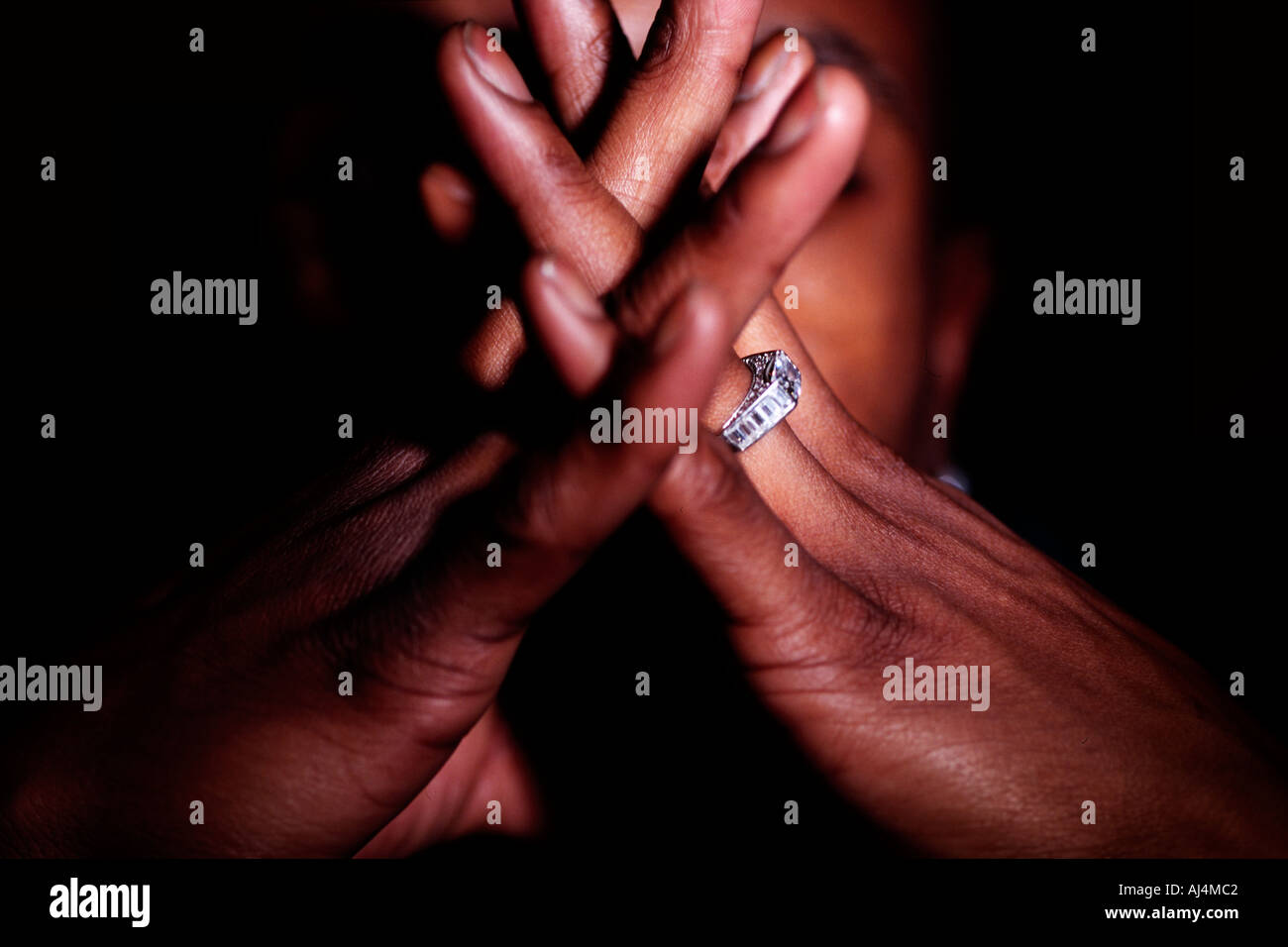 portrait with hands in front of face Stock Photo - Alamy