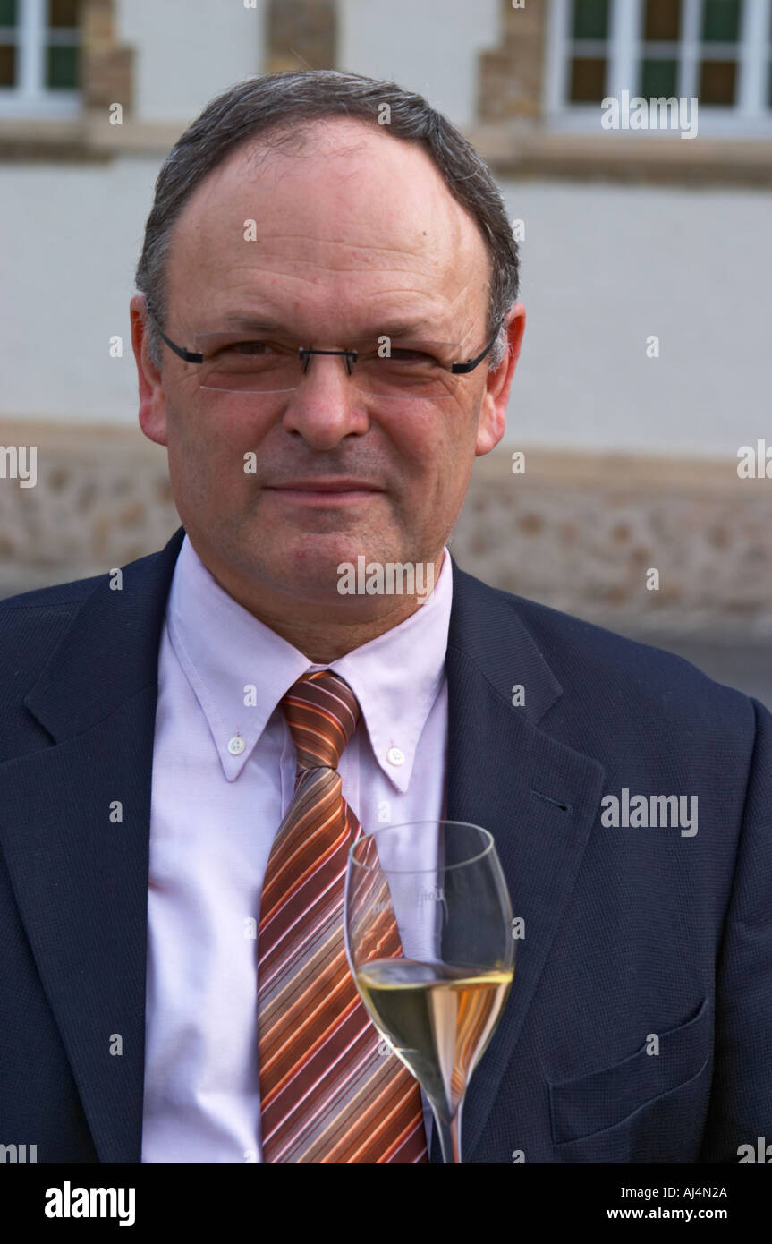 Jean-Philippe Moulin, Cellar Master or Chef de Cave, tasting one of the ...