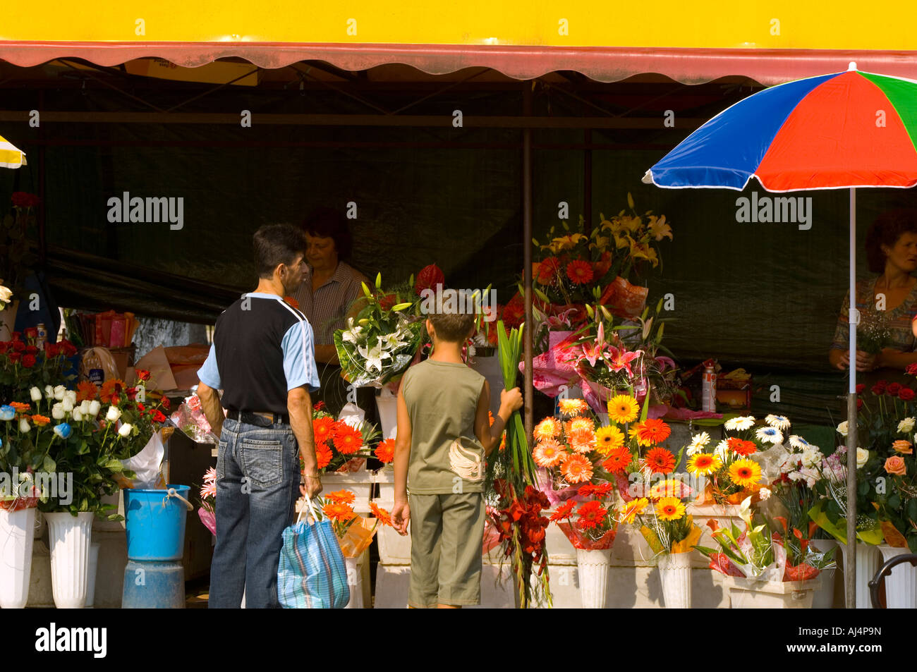 Flower stall in Sighet, Maramures, Carpathian Mountains, Maramures ...