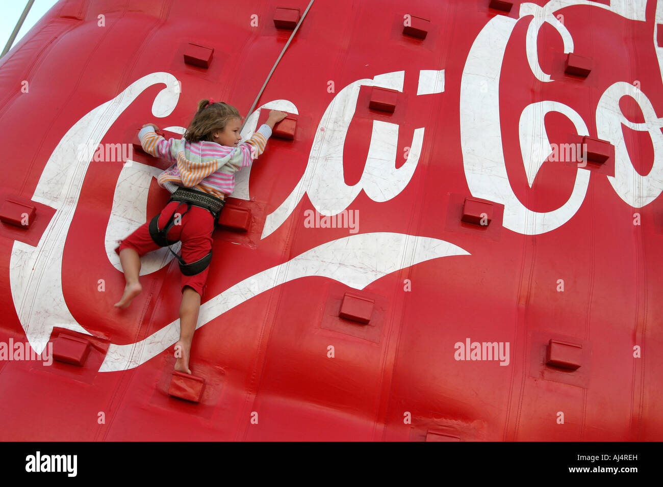 Little boy climbing over an inflated wall Budapest Hungary Stock Photo ...