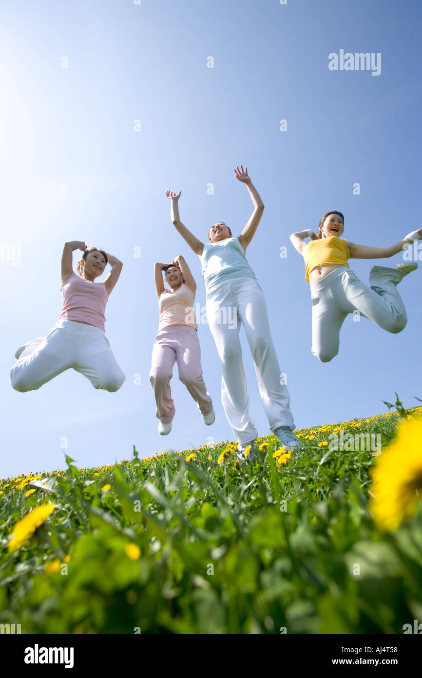 Japanese women jumping for hi-res stock photography and images - Alamy