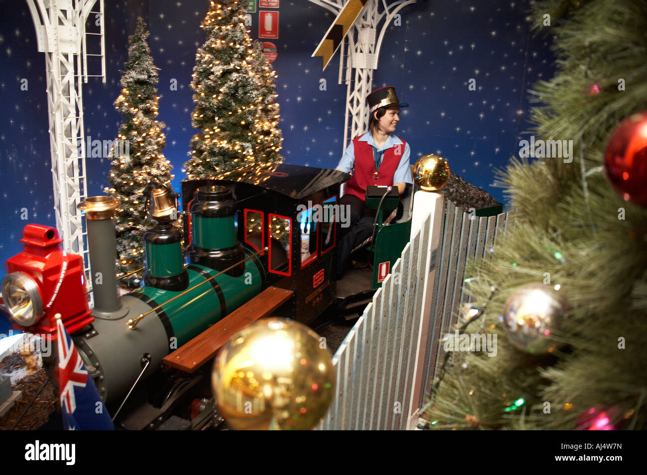 Department store magical Christmas train ride with engine driver in ...