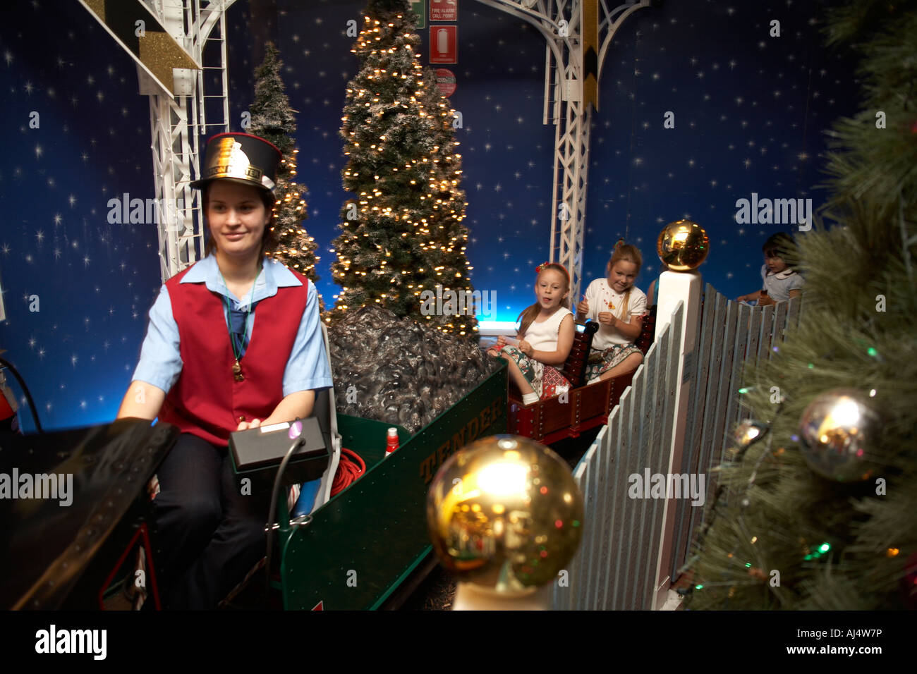 Children on department store magical Christmas train ride in Sydney New ...