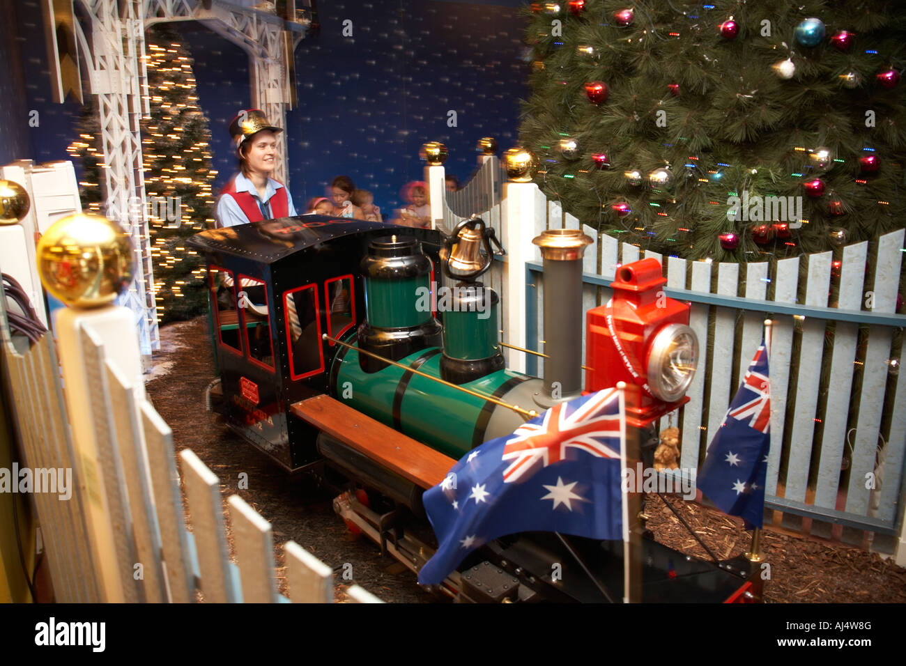 Children on department store magical Christmas train ride in Sydney New ...