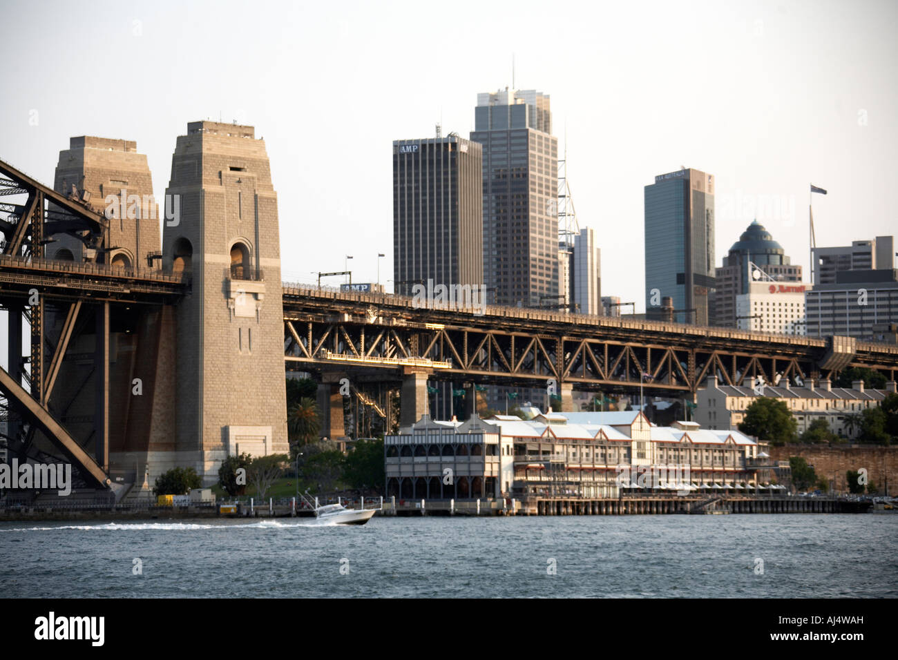 Harbour Bridge Dawes Point and city centre business district buildings ...