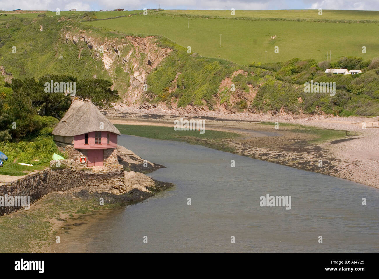 The old boat house on the River Avon estuary at Bantham Devon Stock ...