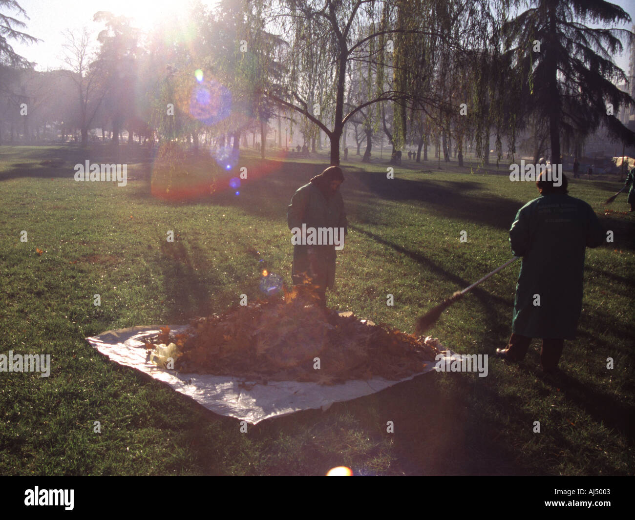Female Park Cleaners at Sunrise Tirana Albania Stock Photo - Alamy