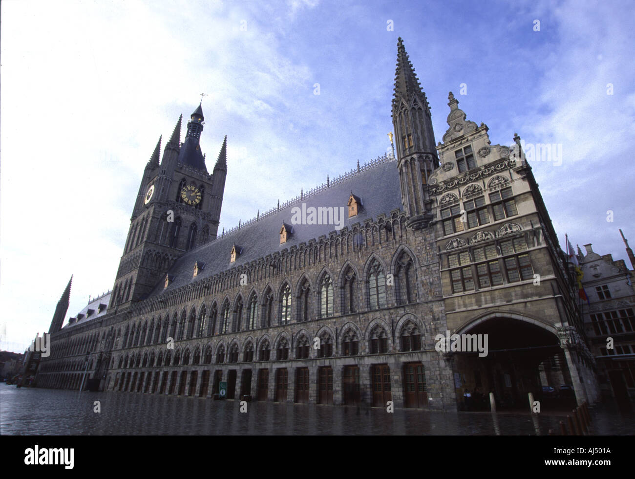 Ypres Cathedral Belgium one rainy morning Stock Photo - Alamy