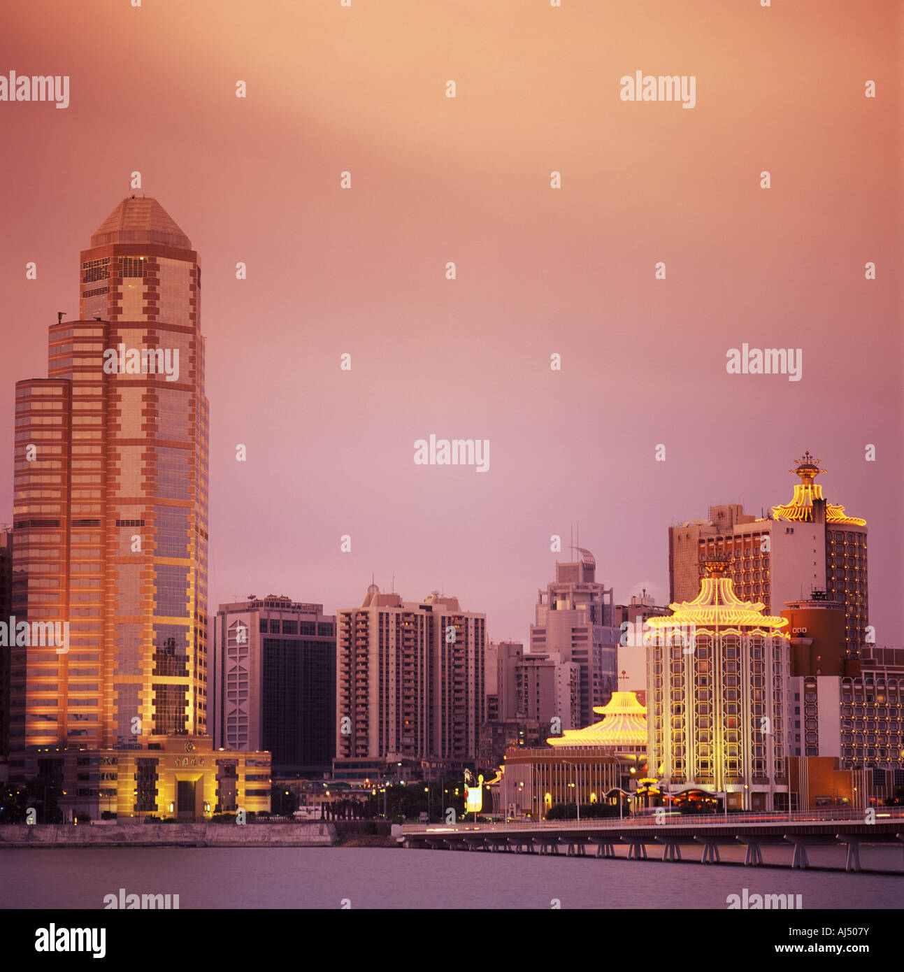 Macau skyline at sunset Stock Photo - Alamy