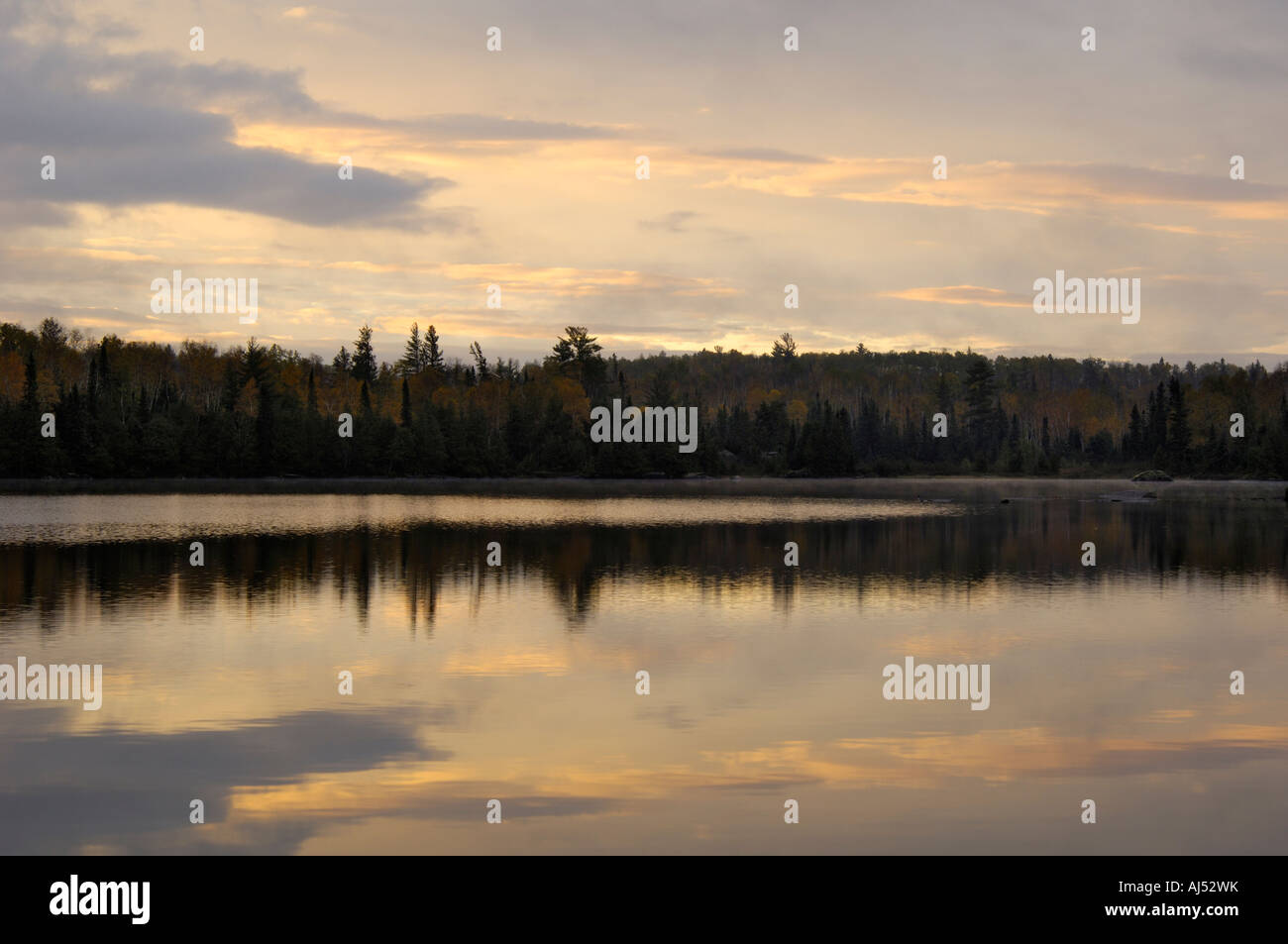 Dawn over Boulder Lake, Boundary Waters Canoe Area Wilderness, Superior ...