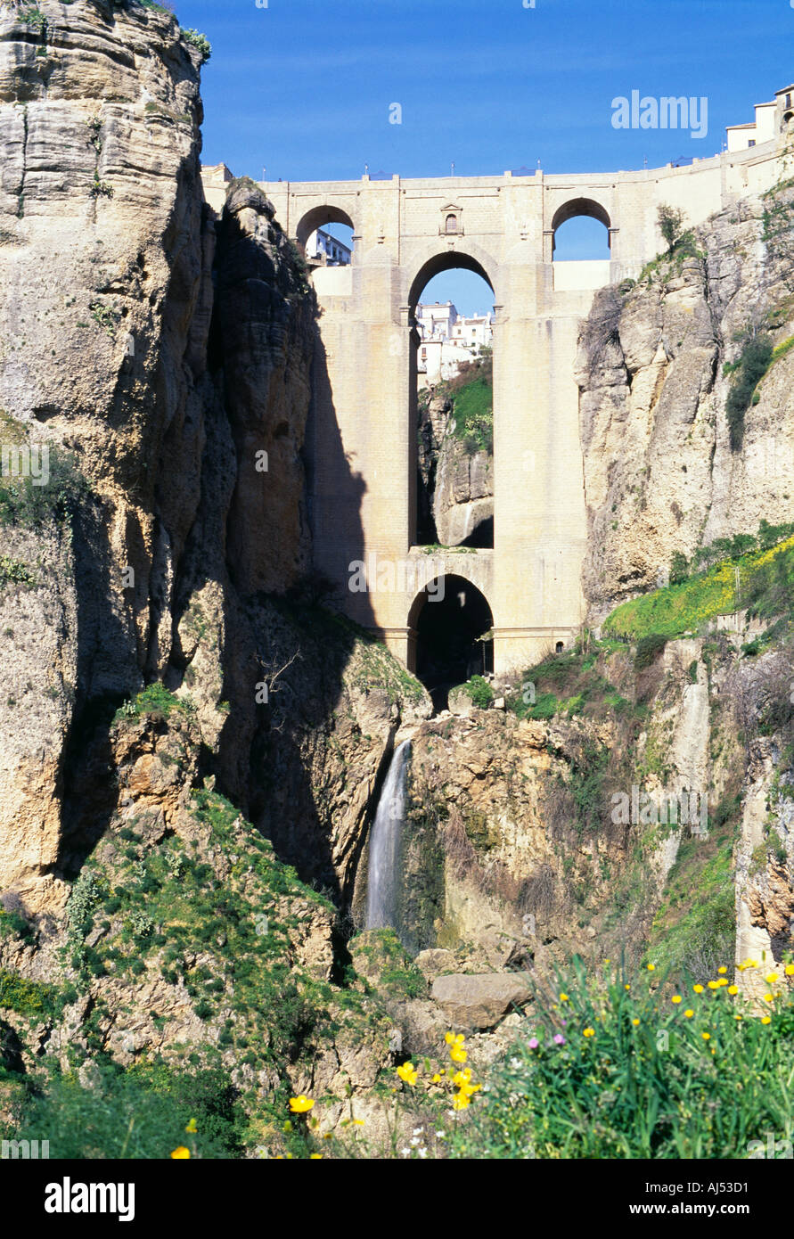 Historic town of Ronda Spain Gorge and bridge Puente Nuevo 18th century ...