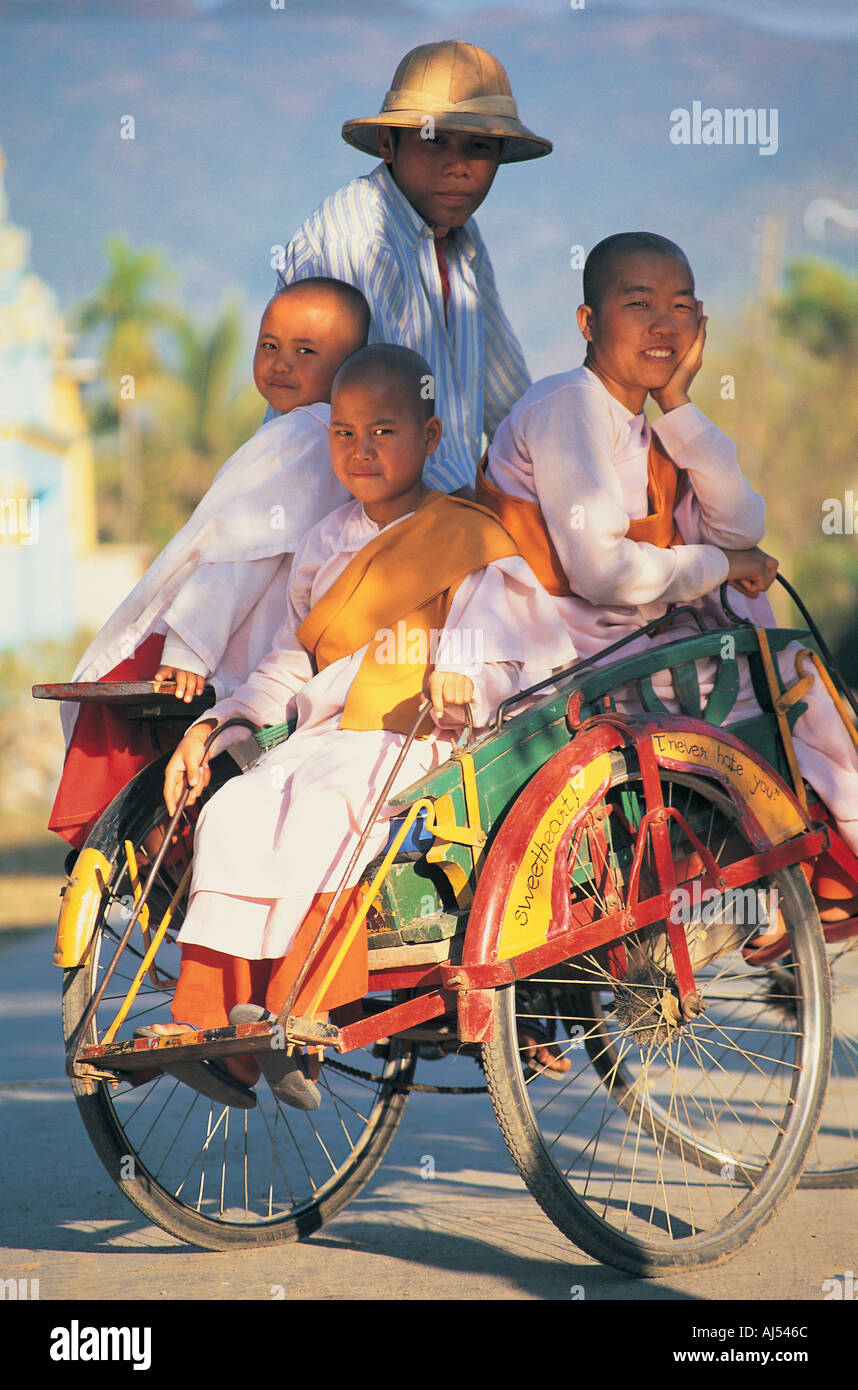 Nuns on rickshaw Myanmar Burma Stock Photo - Alamy