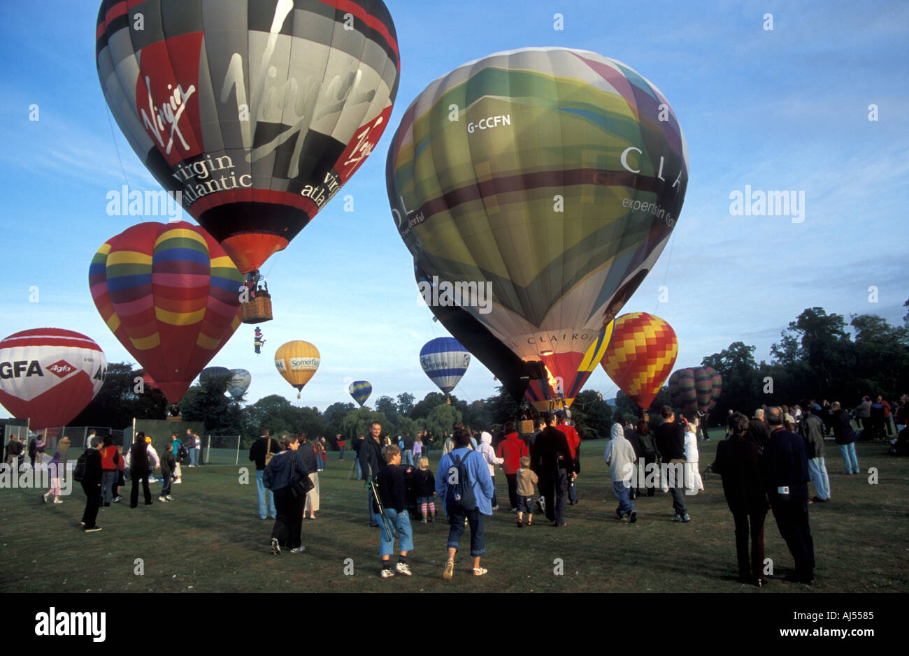 Hot air ballooning at Leeds castle Kent United Kingdom Stock Photo - Alamy