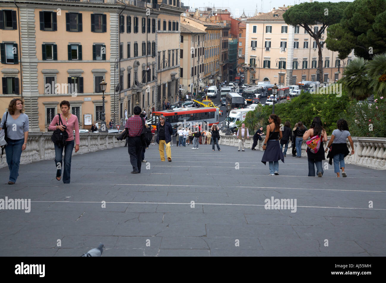 tourists walk on the Cordonata steps Michelangelo designed teps leading ...