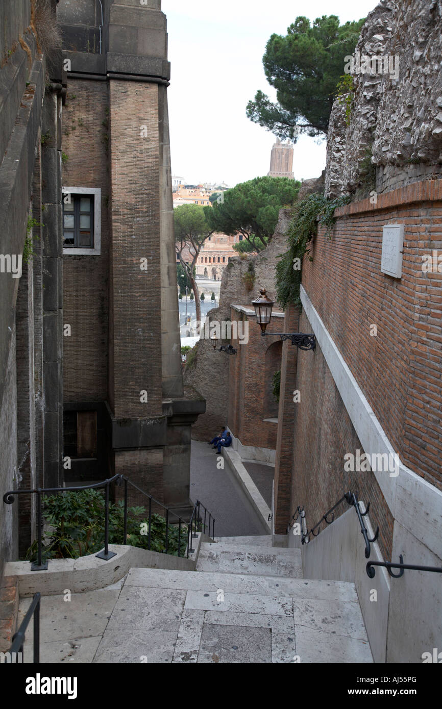 narrow steep steps down from the Campidoglio Rome Lazio Italy Stock ...