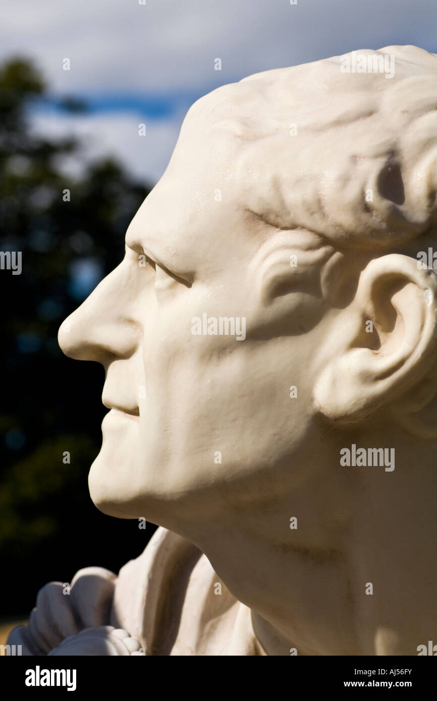 Romanesque bust sculpture in the gardens of Burghley House, UK Stock ...