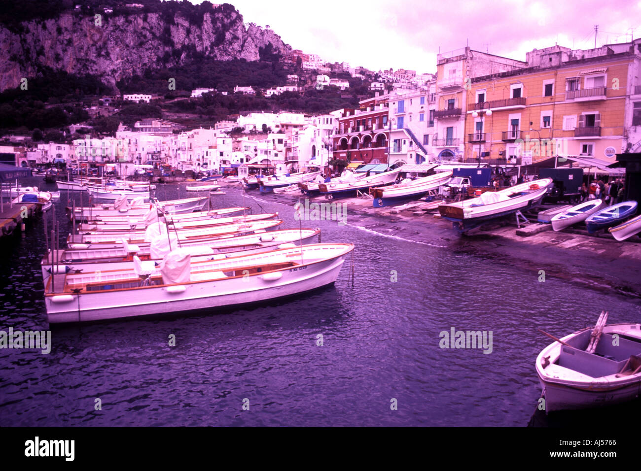 Famous Isle of Capri in Italy and the Port with Boats Stock Photo - Alamy