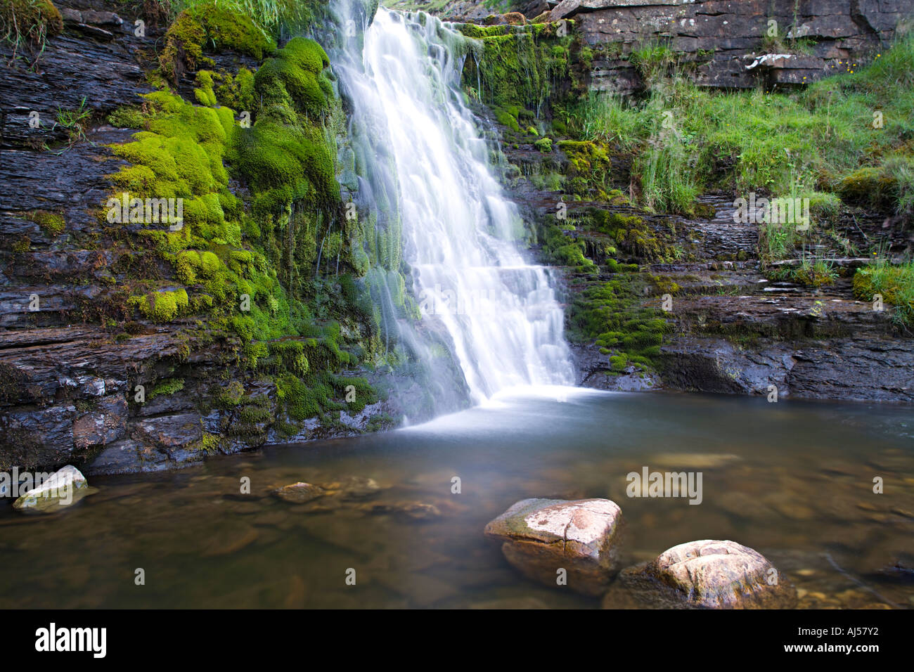 Swimmer Gill Beck And Picturesque Waterfalls Near Keld On The River ...