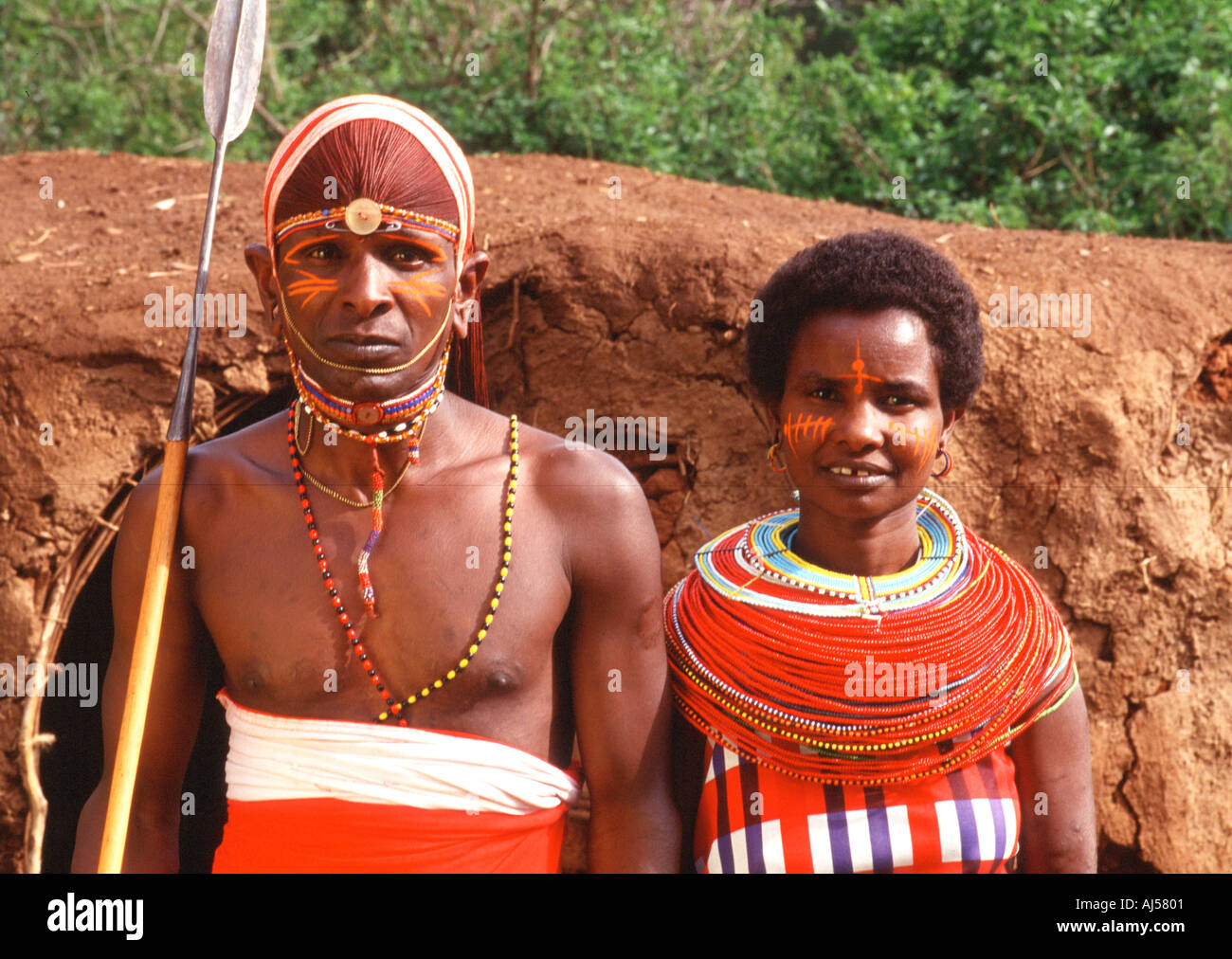 Masai couple Traditional dress Kenya Africa Stock Photo - Alamy