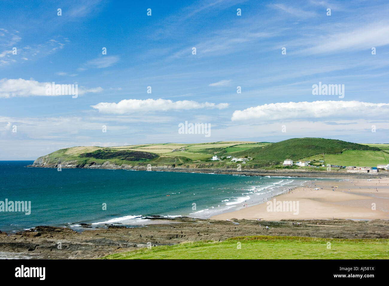 View of Croyde beach and surf North Devon England Stock Photo - Alamy