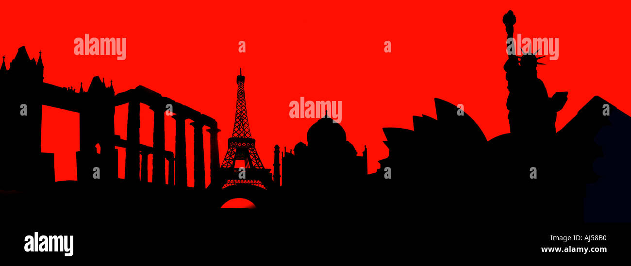 World famous landmarks collage hi-res stock photography and images - Alamy