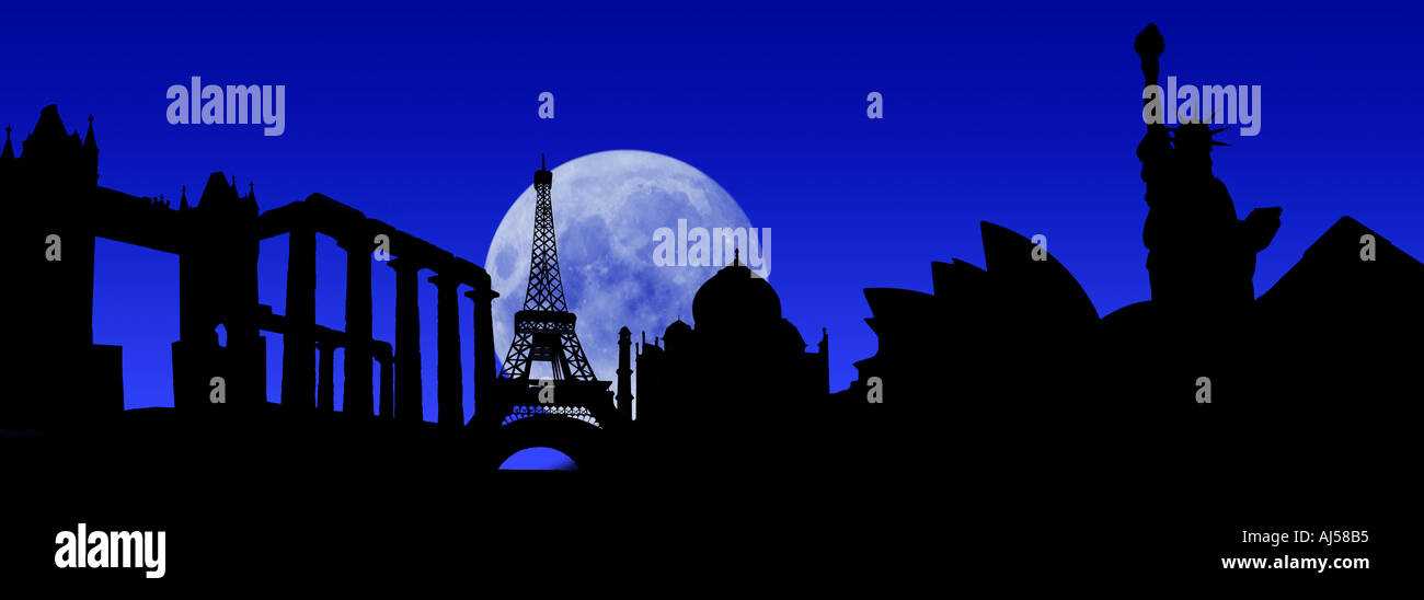 World famous landmarks collage hi-res stock photography and images - Alamy