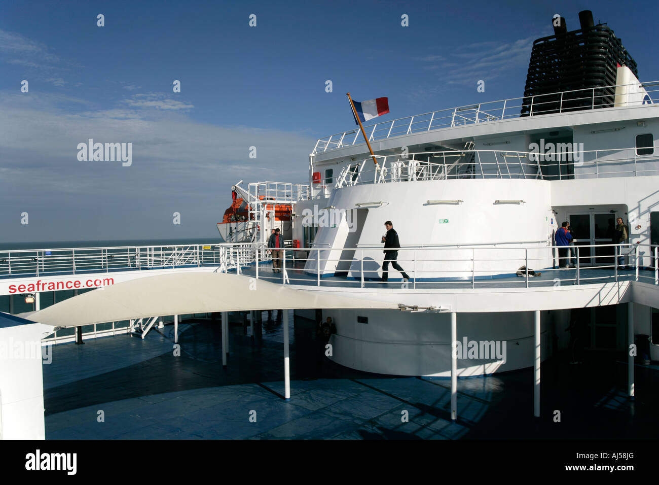 Travellers aboard a SeaFrance ferry crossing the Channel and heading ...