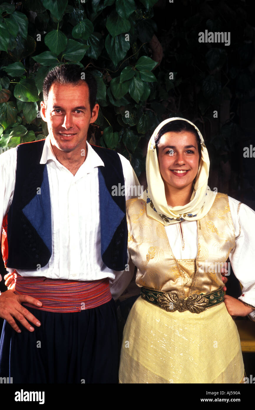 Olympics 2004 Athens Greece Close Up of Two Natives in Costume Stock ...