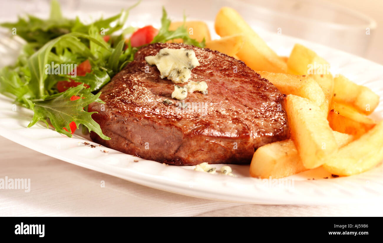 STEAK FRIES AND STILTON Stock Photo - Alamy