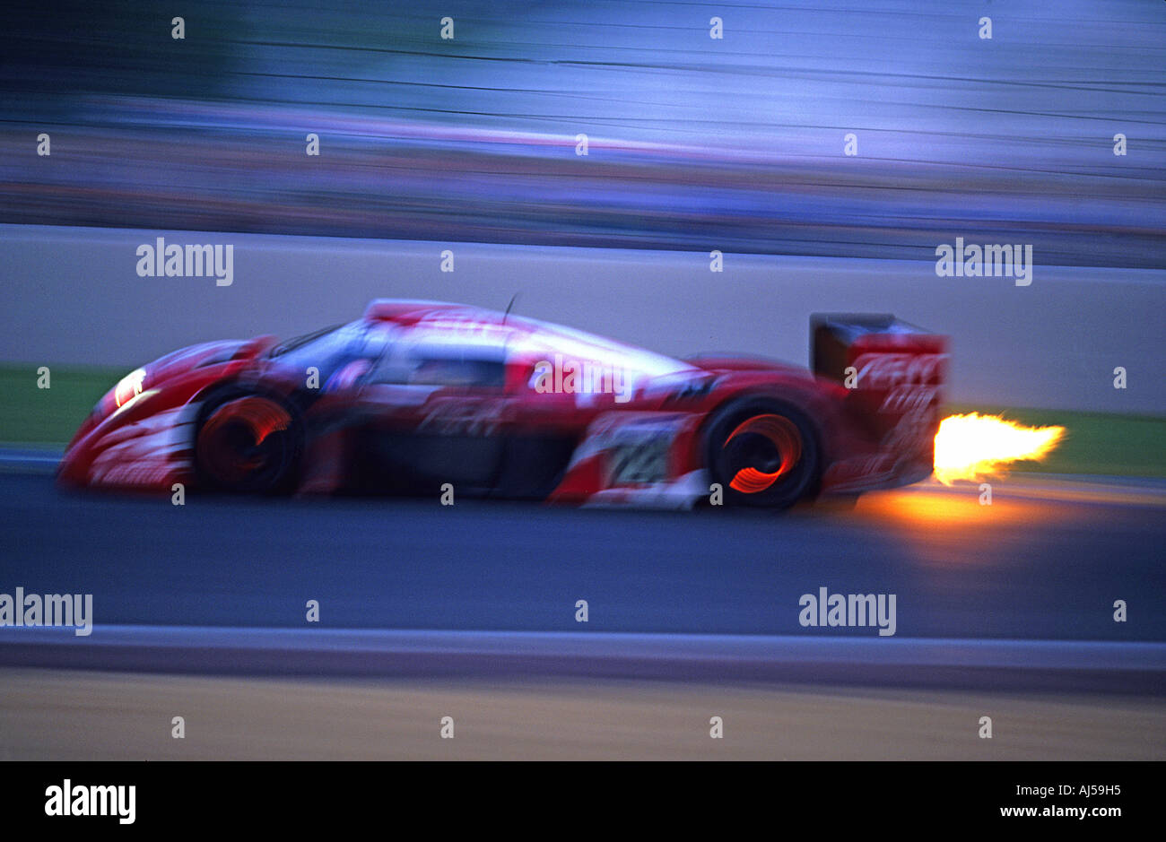 Le Mans car breathes fire Stock Photo - Alamy