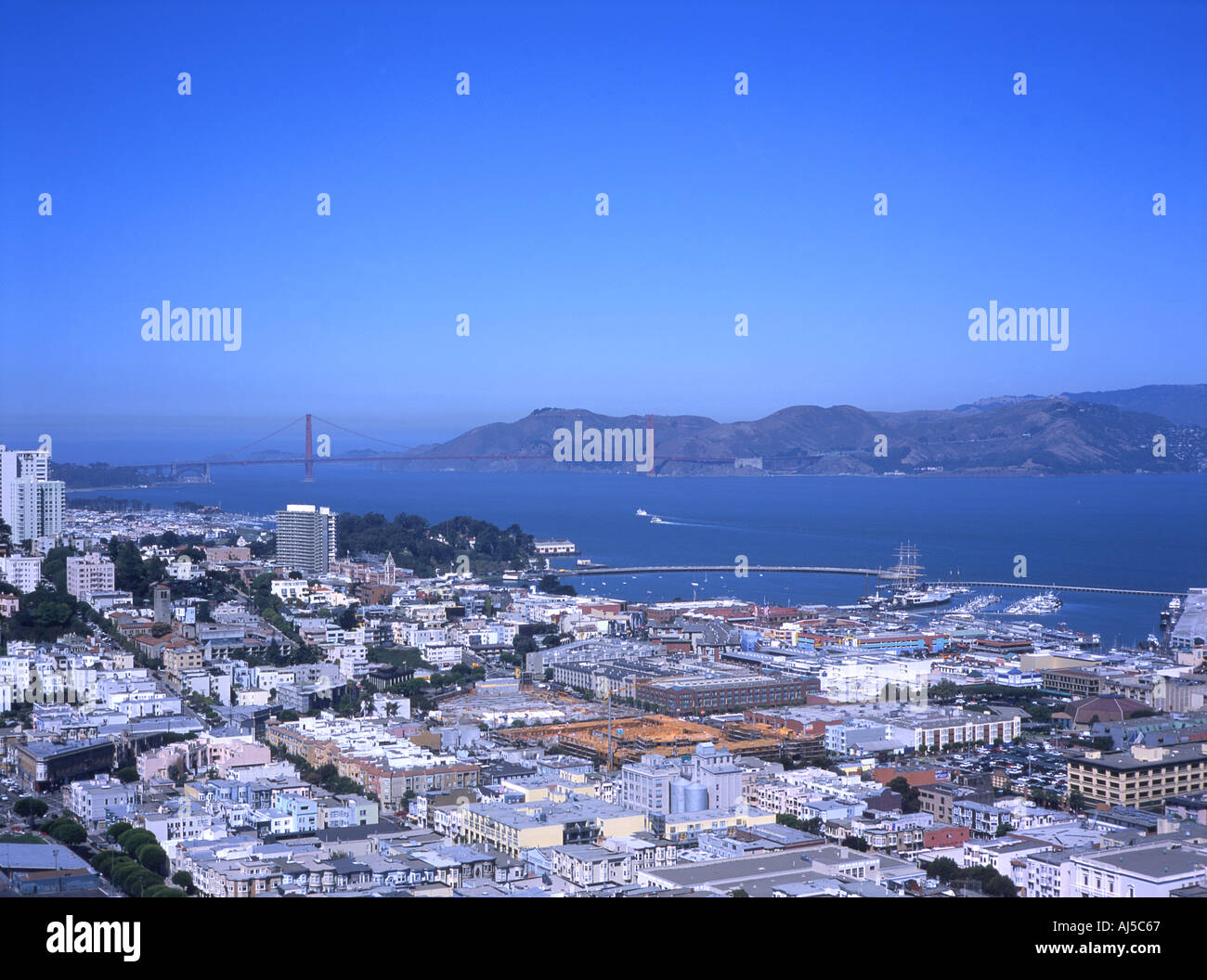 San Francisco Bay area view Golden Gate Bridge in the distance and the ...