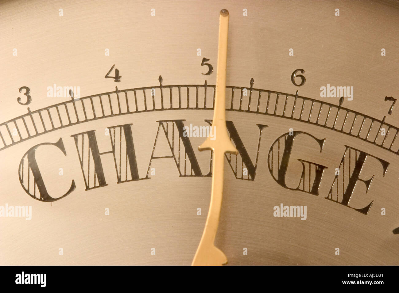 Weather barometer closeup of dial Needle on change Stock Photo - Alamy