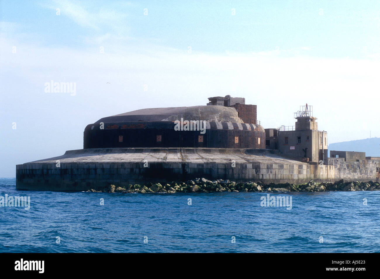 The Victorian Chequered Fort at Portland Harbour breakwater Dorset ...