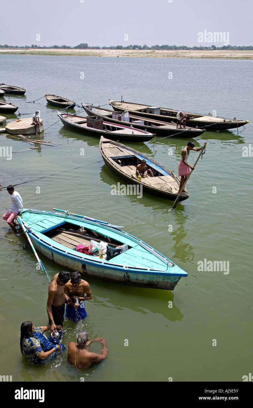 People bathing in the Ganges river. Meer Ghat. Varanasi. India Stock ...