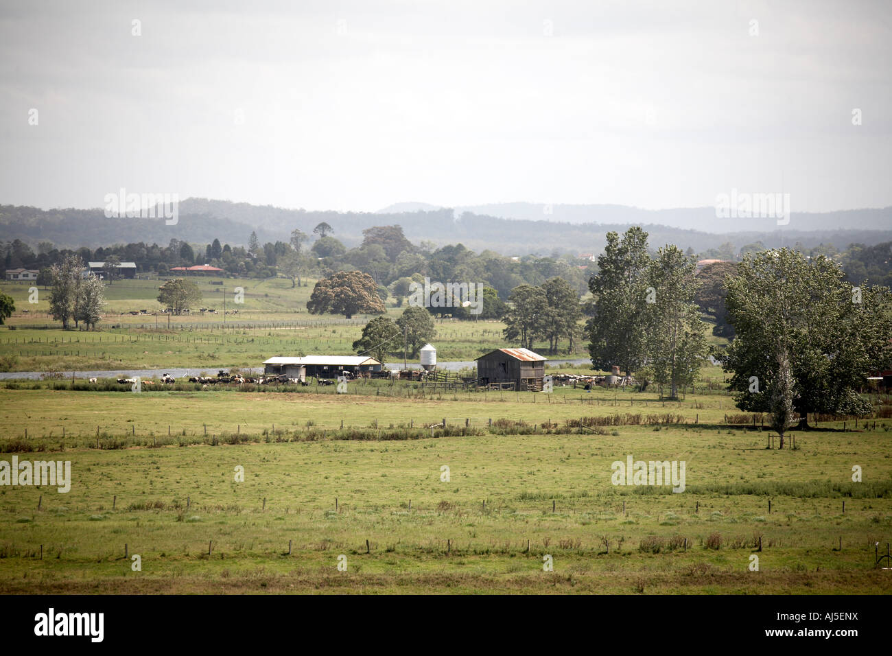 Attractive scenic agricultural farming landscape in hills near ...