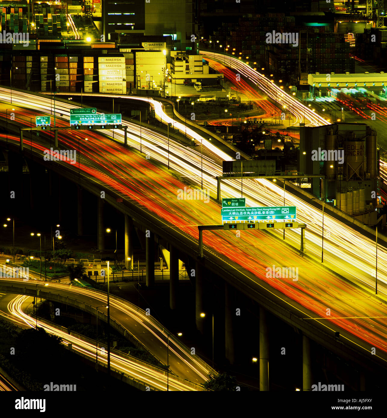 Flyover at night, Hong Kong Stock Photo - Alamy
