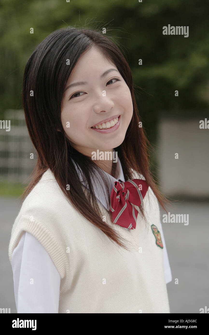 High school girl smiling Stock Photo - Alamy