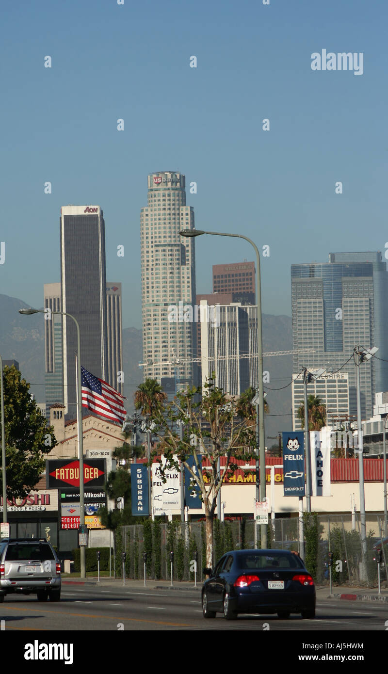 South view of downtown Los Angeles skyline October 2007 Stock Photo - Alamy