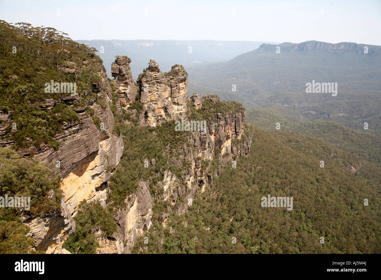 Three Sisters rocks from lookout in Katoomba Blue Mountains New South ...