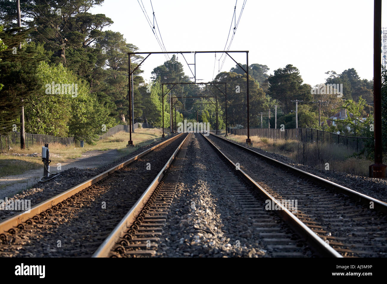 Railway lines receding into the distance in Blackheath Blue Mountains ...