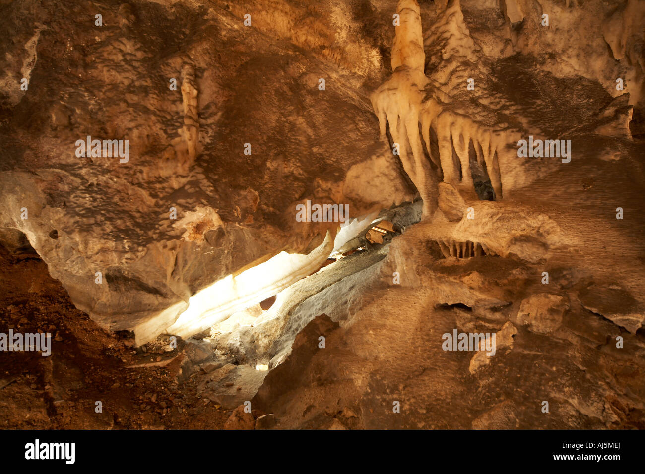 Stalagmites and stalagtites in Chifley Cave at Jenolan Caves in Blue ...
