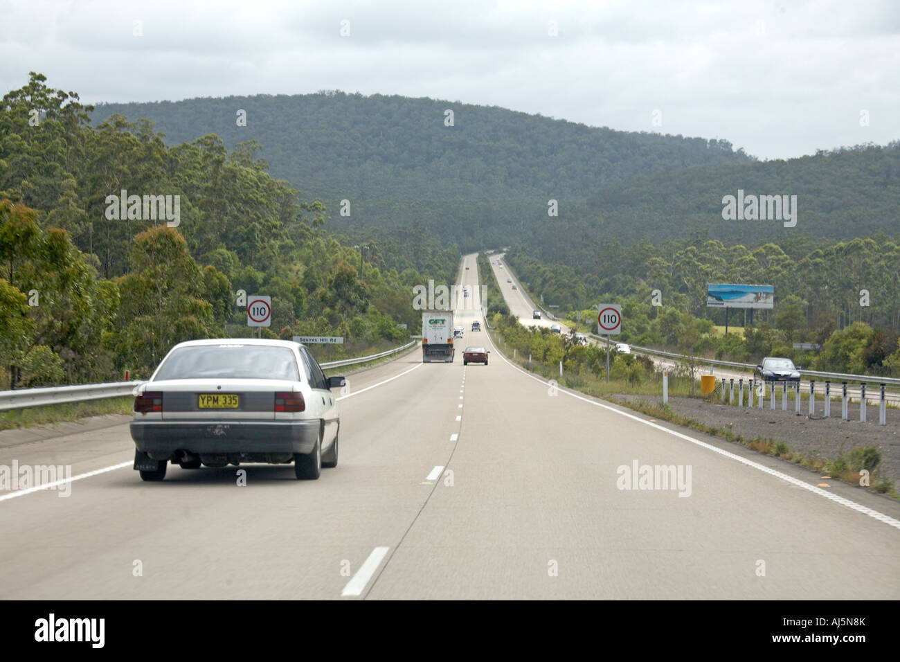 Cars on Pacific Highway motorway road near Taree in New South Wales NSW ...
