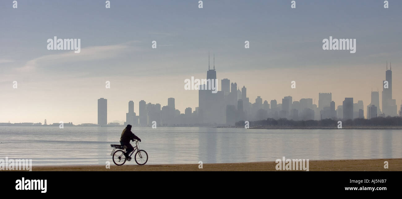 Early Morning Ride and Chicago Skyline Stock Photo - Alamy