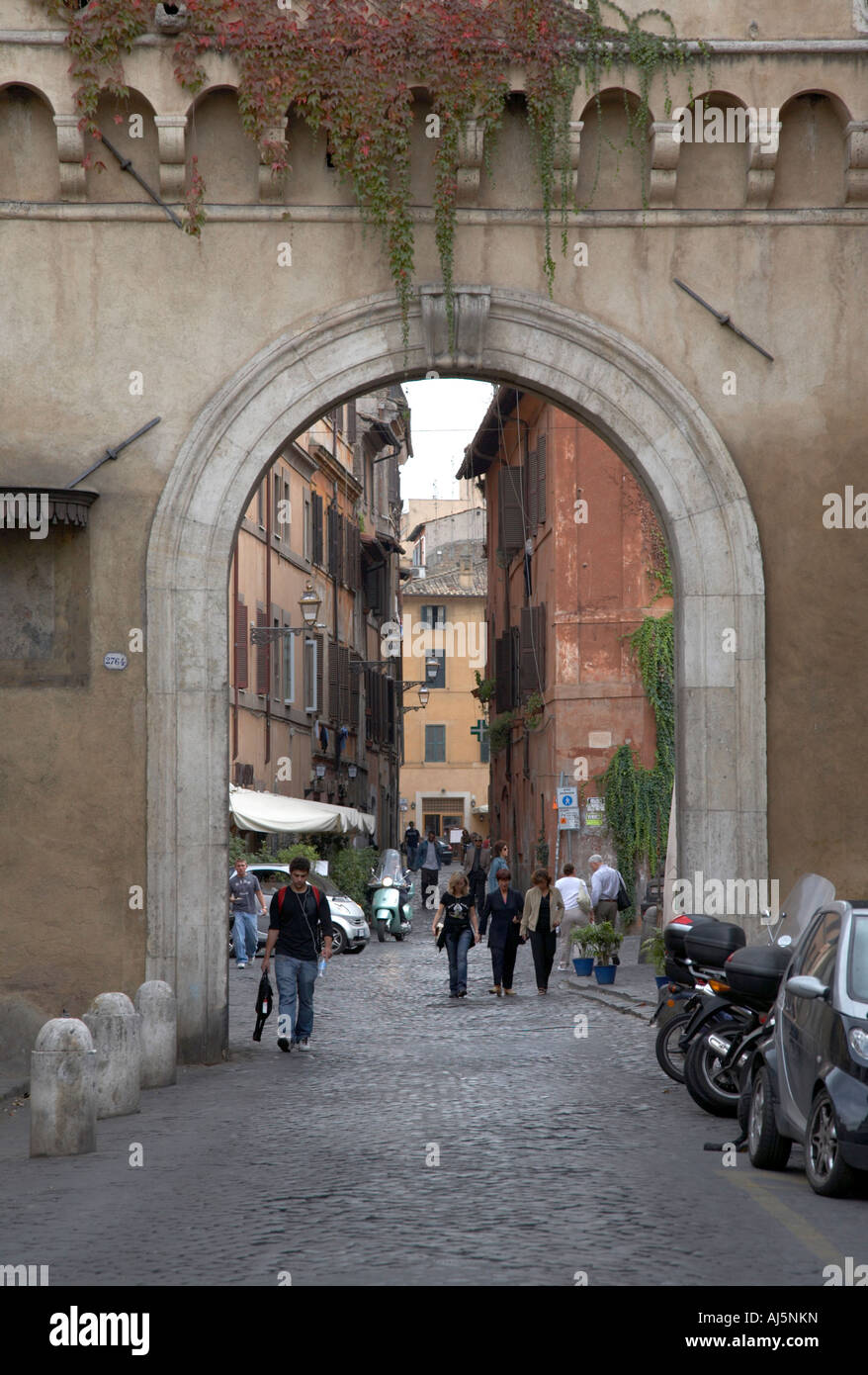 Gate way entrance to Trastevere Rome Lazio Italy Stock Photo - Alamy
