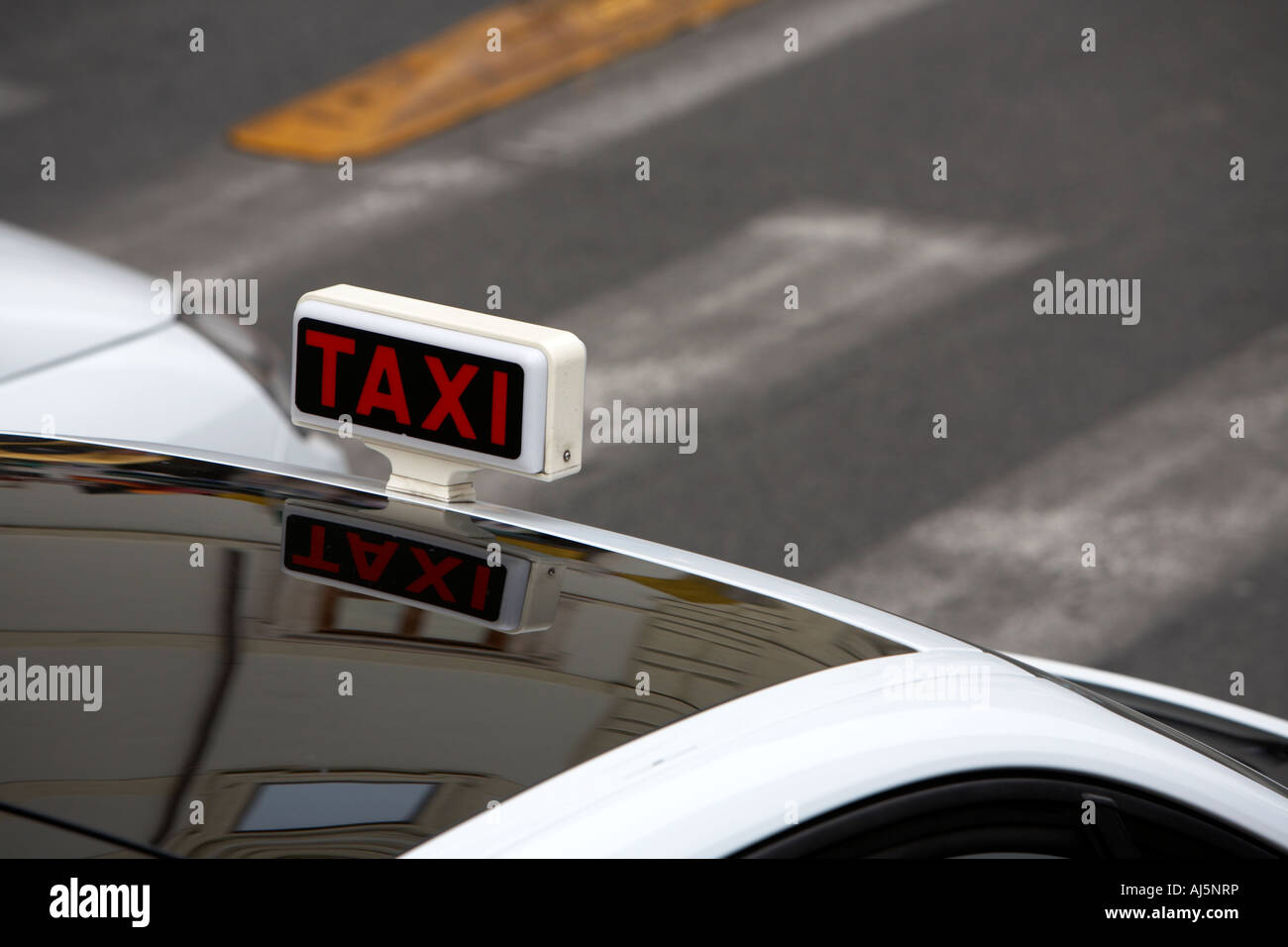 Taxi with sign waiting at pedestrian crossing Rome Lazio Italy Stock ...
