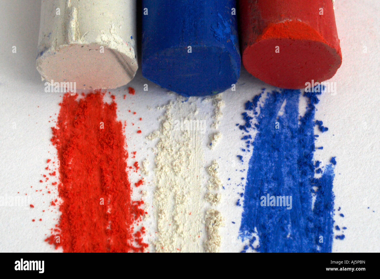 Red white and blue chalks Stock Photo - Alamy