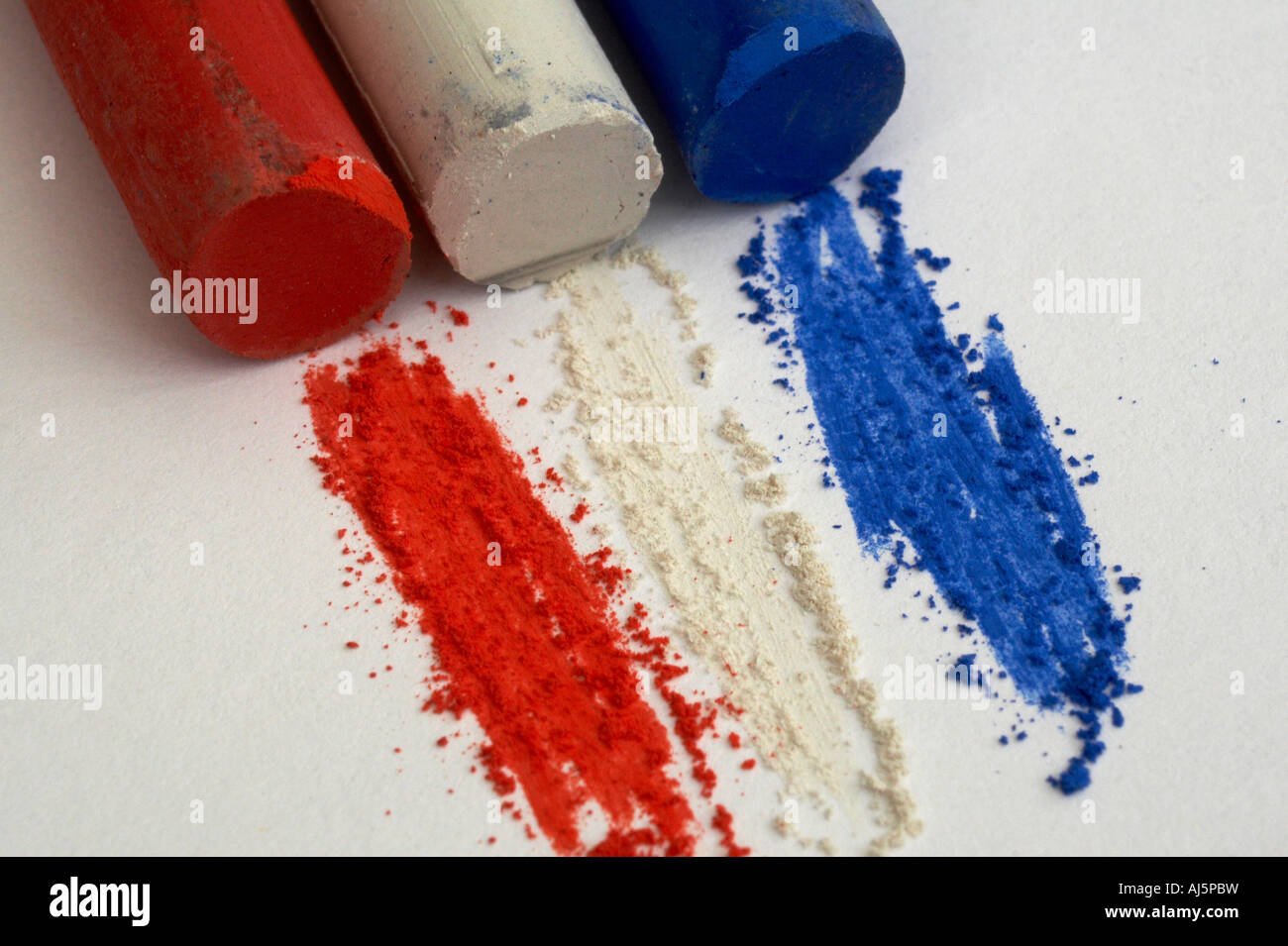 Red white and blue chalks Stock Photo - Alamy