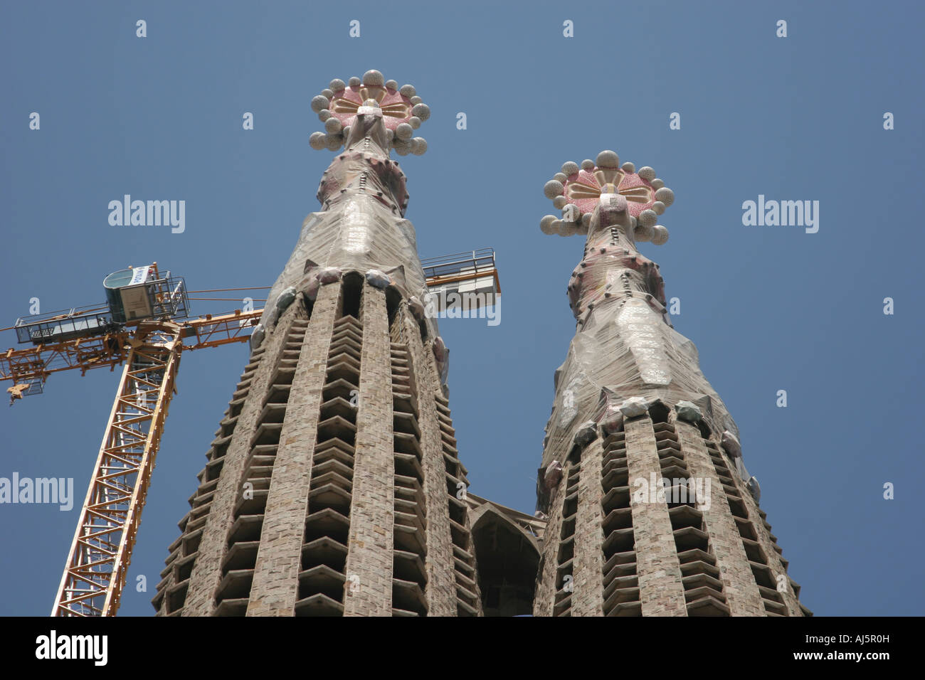 Close up of the spires of the La Sagrada Familia in Barcelona Stock ...