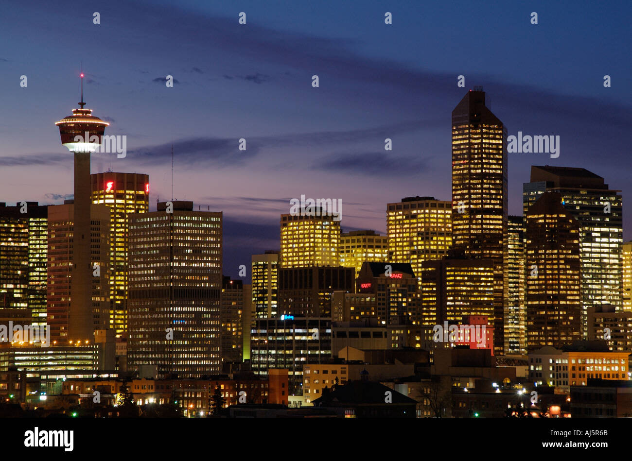 Calgary skyline at night Alberta Canada North America Stock Photo - Alamy